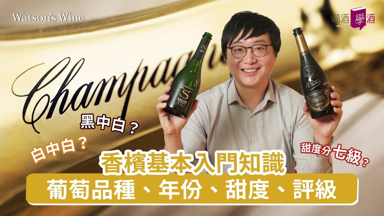 Champagne101：香檳分類超複雜？從葡萄品種、年份、甜度、評級教您香檳基本知識｜白中白、黑中白｜喝酒 • 學酒｜Watson’s Hour by Watson’s Wine - YouTube