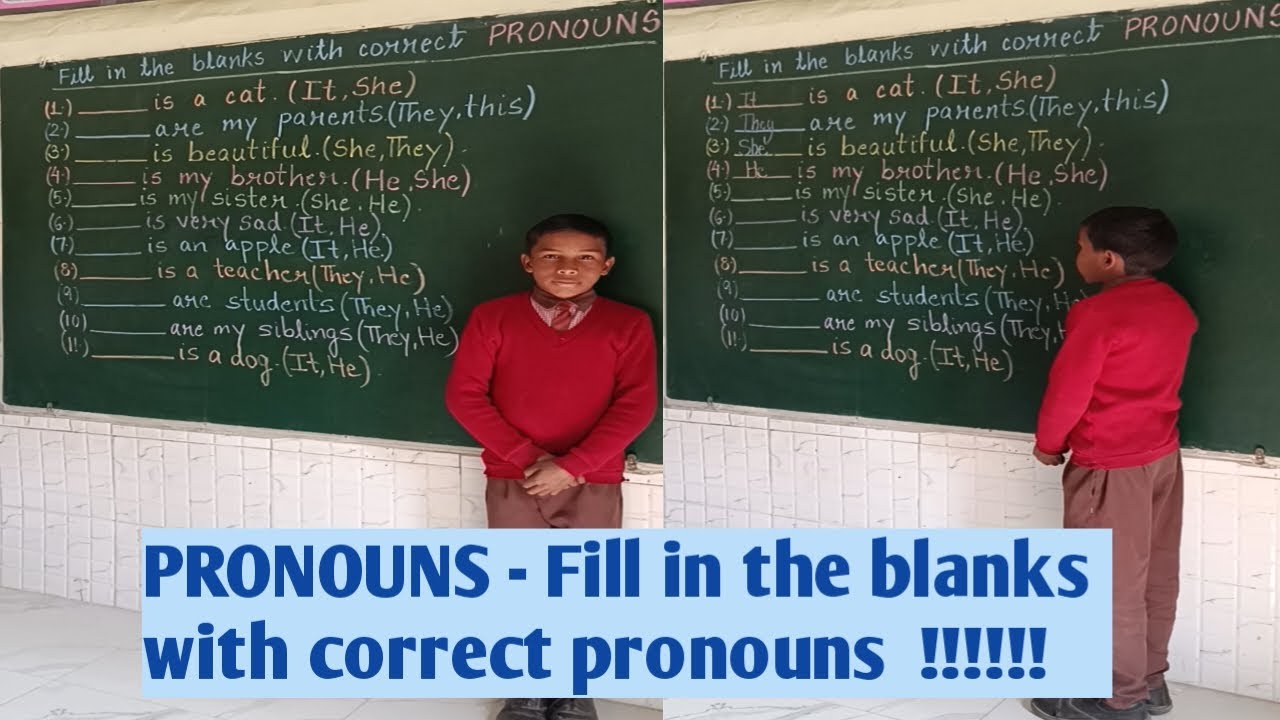 Pronouns/ Exercise on Pronouns /Fill in the blanks with correct ...