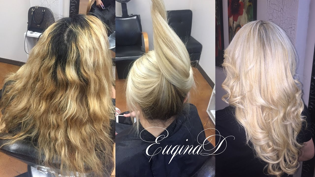 Black roots & brassy ends to Blonde PT 2 - YouTube