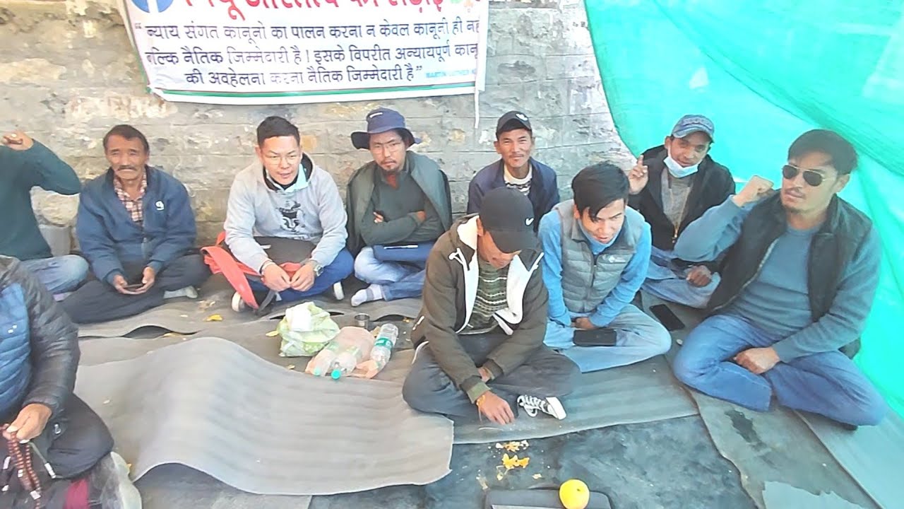 5th day of protest by gue villagers (tribal & border) at kaza Spiti ...