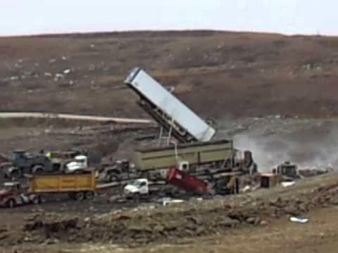 Landfill trailer tipper - YouTube