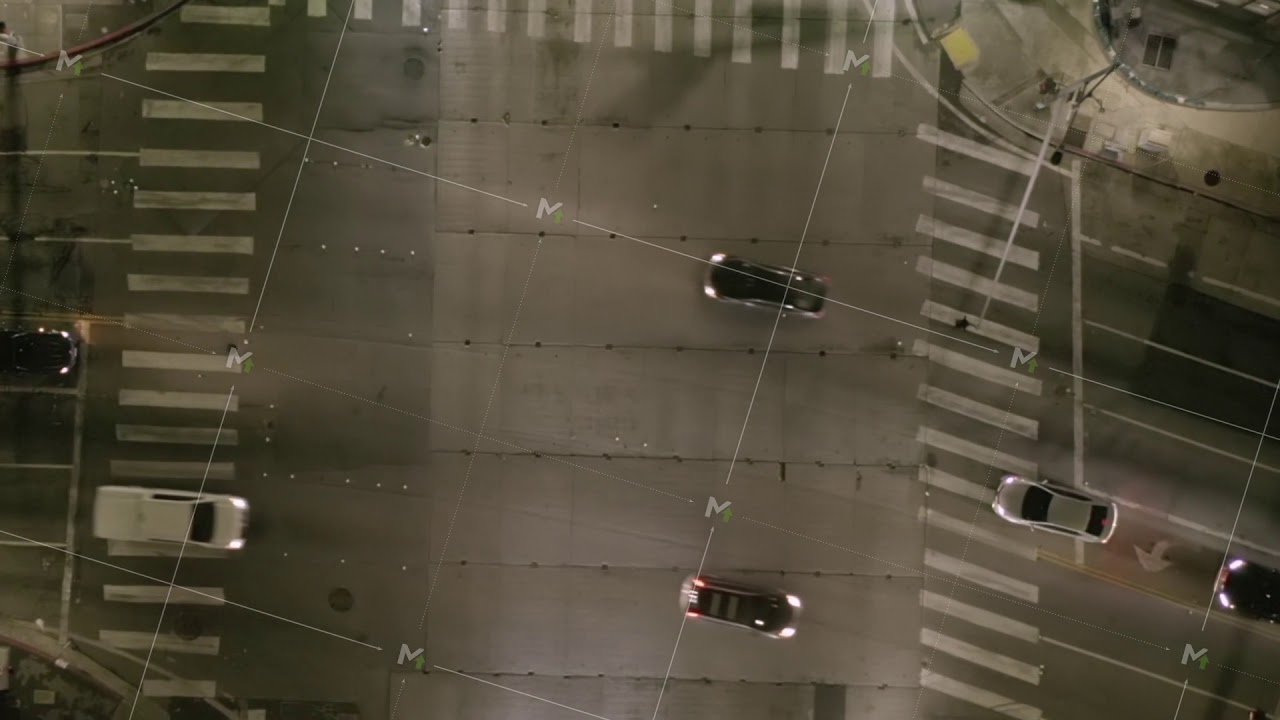 AERIAL: Overhead View on Intersection Street with big Construction Site ...