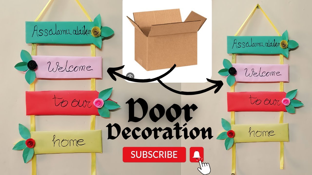 How to Make Beautiful Door Greeting Card with Cardboard and Colourful ...