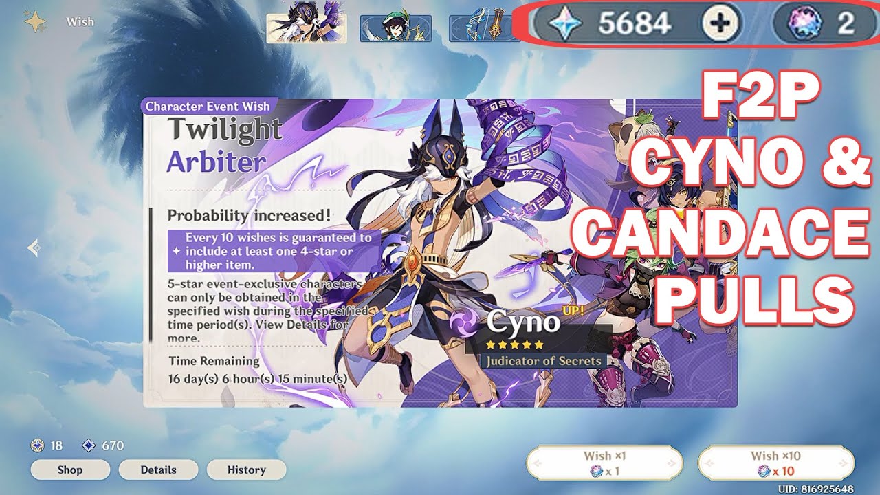 F2P Cyno and Candace Pulls | F2P Pain | Cyno Release Banner 3.1 Genshin ...