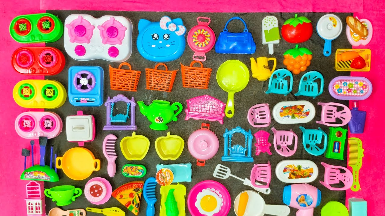 Miniature kitchen cooking food toy || barbie doll kitchen cooking food ...