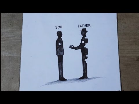 Pencil drawing of Father and son meaningful drawing / Fathersdaydrawing ...