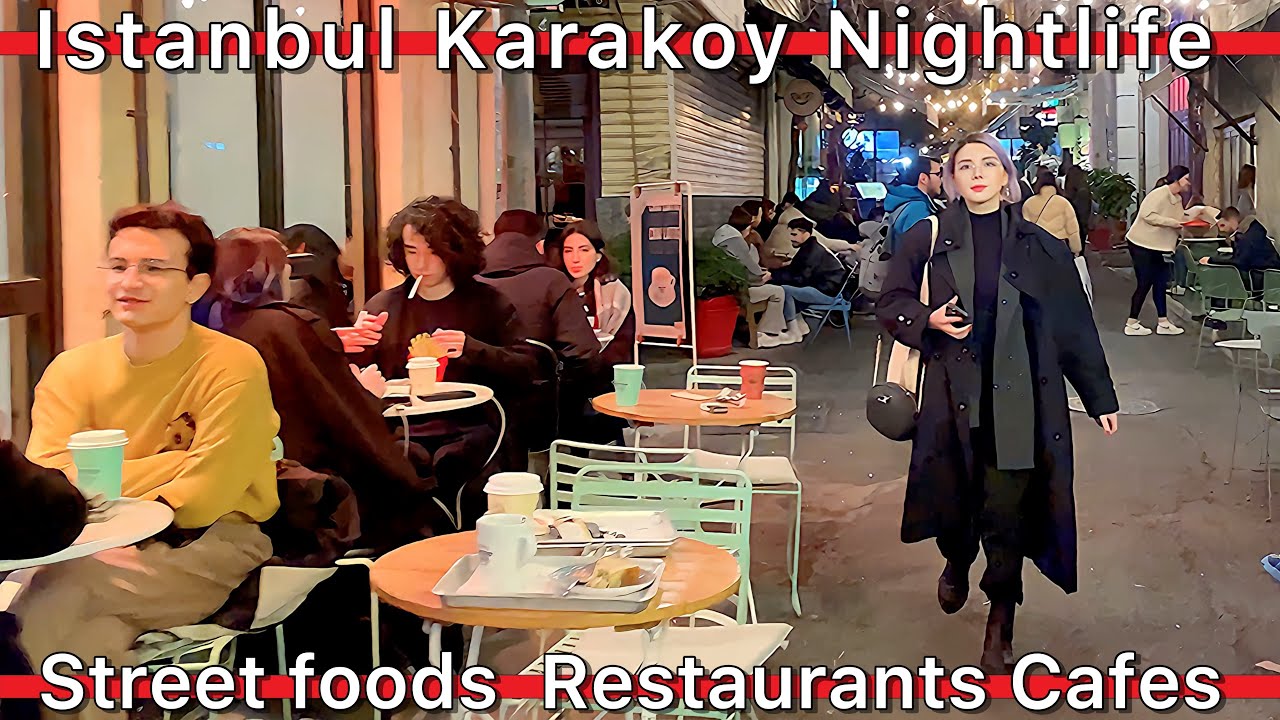 ISTANBUL TURKEY Weekend night life walking tour in Karakoy area,Street ...
