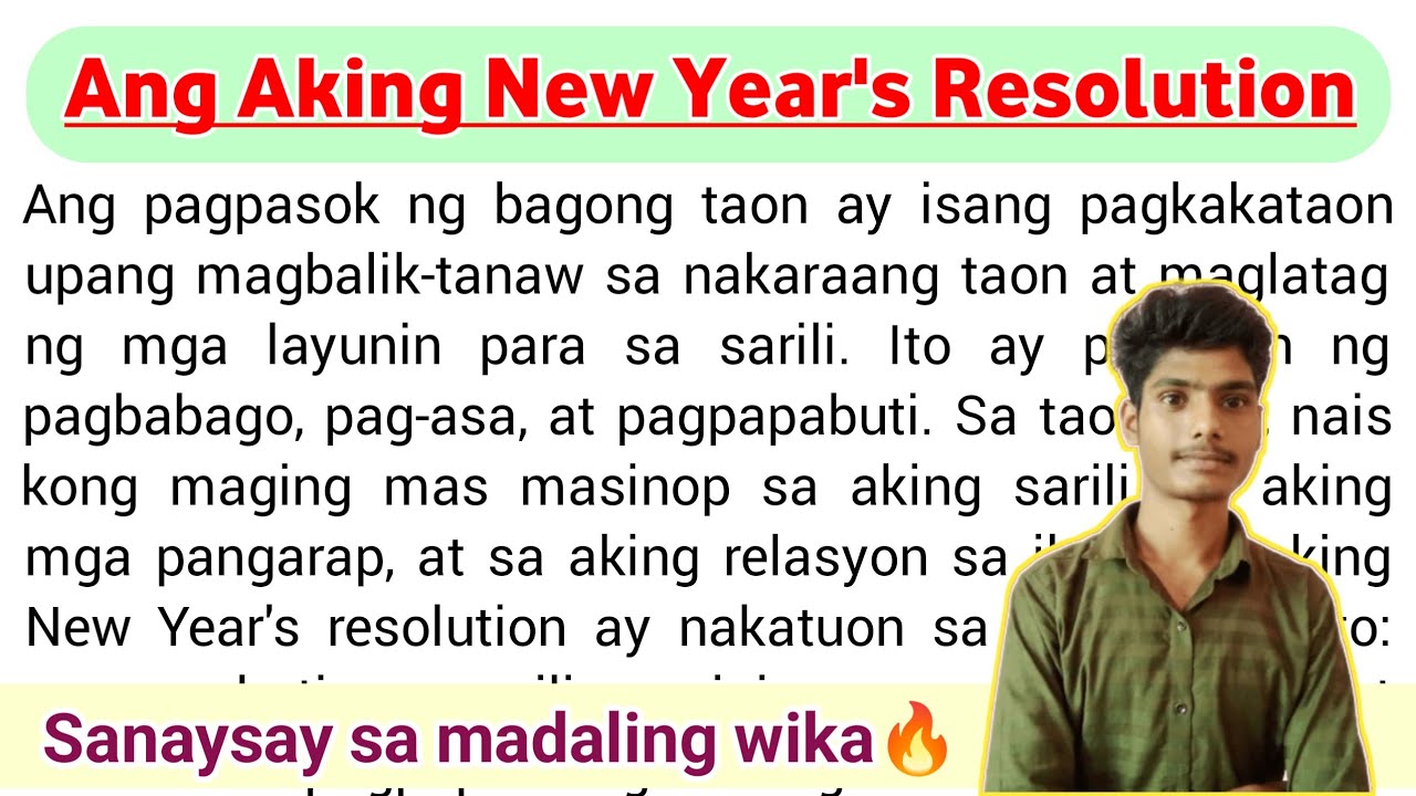 ang aking new year's resolution tagalog essay - YouTube