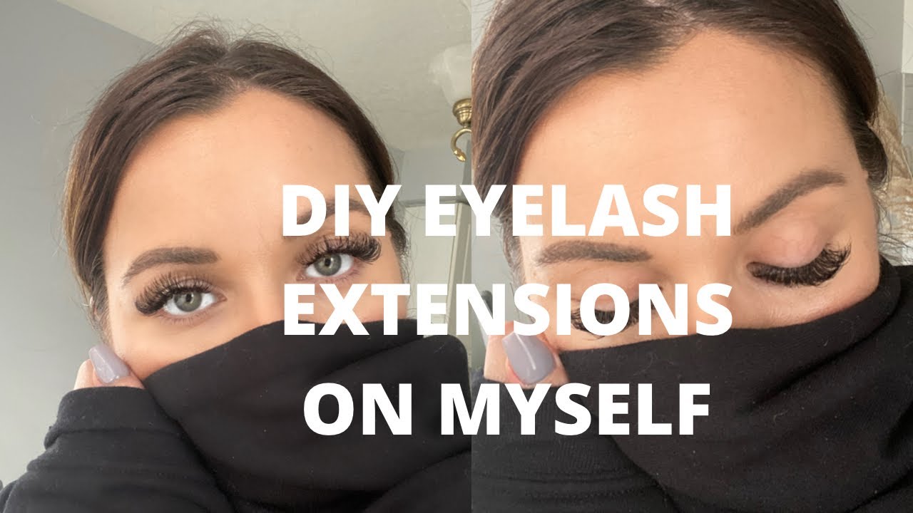 DIY EYELASH EXTENSIONS ON MYSELF SPEED LASHING WITH ME - YouTube
