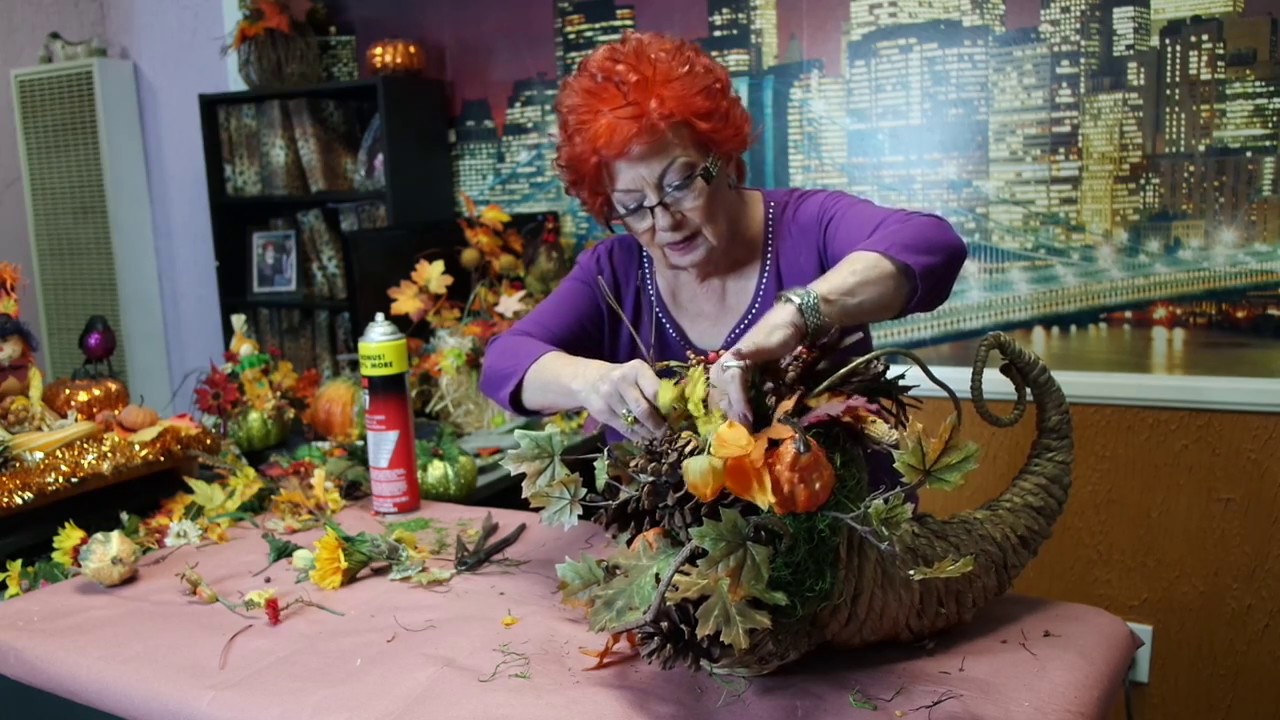 Cornucopia Center Piece Thanksgiving Decorations - YouTube