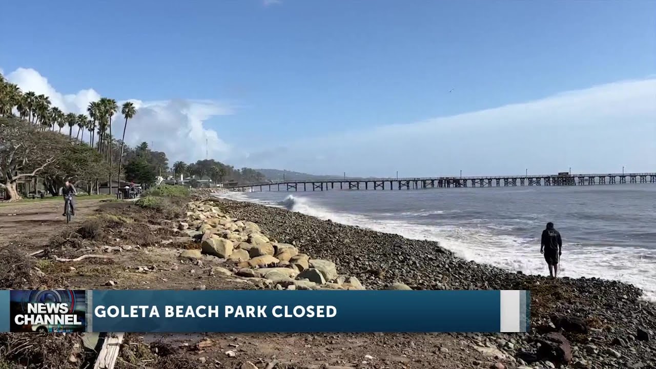 Goleta Beach Park closed following storm - YouTube