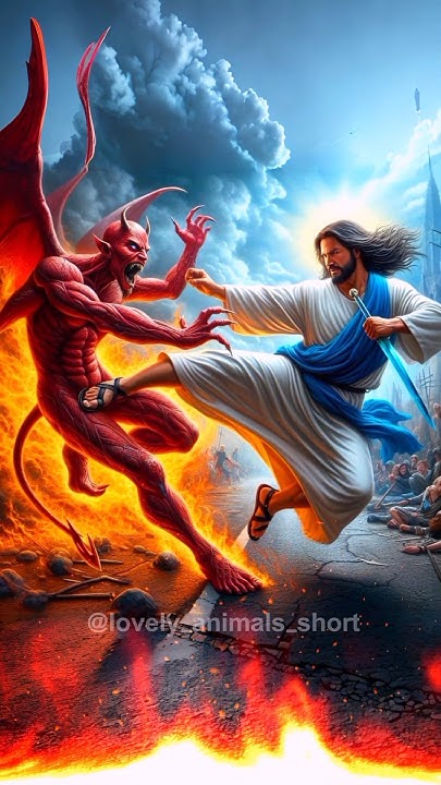 Jesus Christ Vs Devil fight! Jesus saved life a baby || #ai #jesus # ...
