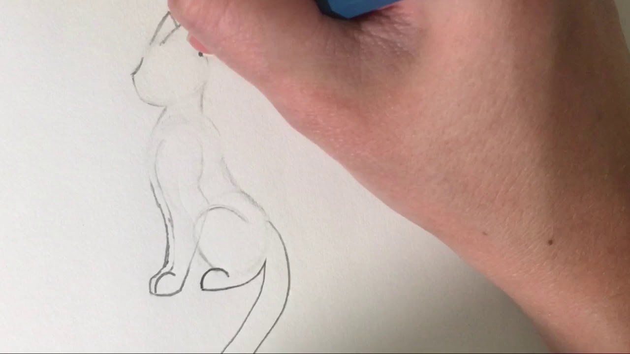 How To Draw A Simple Sitting Cat - YouTube