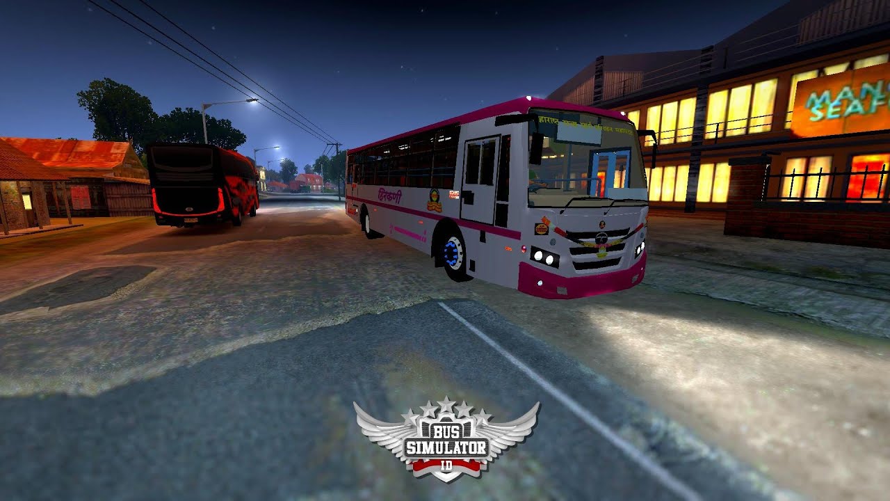 Hirakani MSRTC Bus gameplay | Heavy rain in Night bus simulator ...