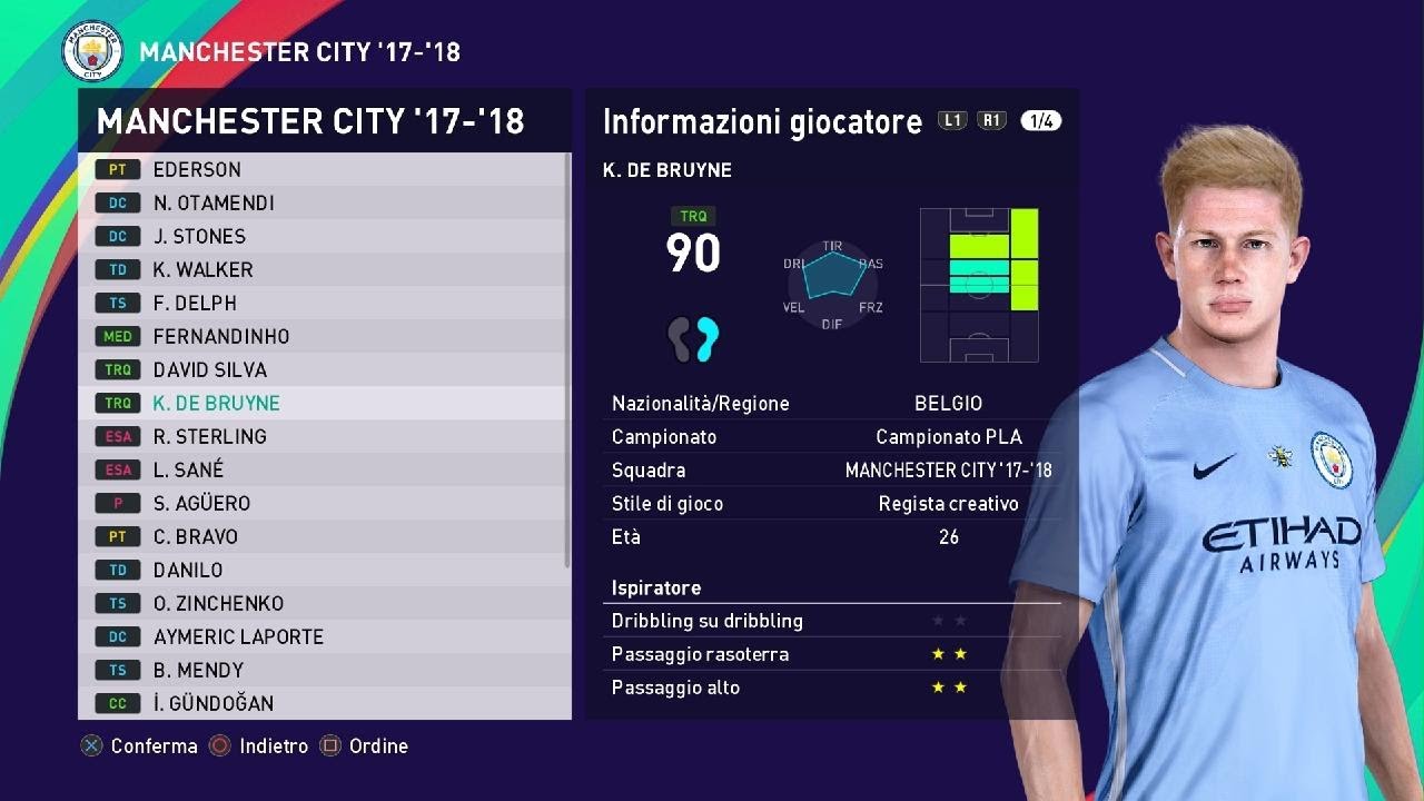 eFootball PES 2021: Manchester City 2017-2018 classic team (PS4) - YouTube