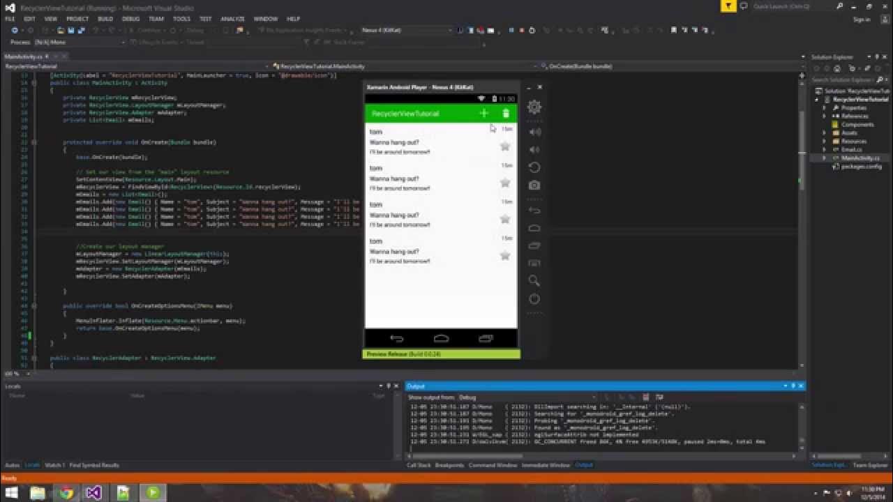 Xamarin Android Tutorial 24 Click events with Recycler View - YouTube