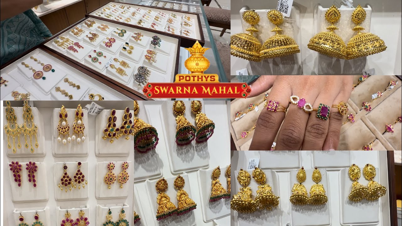 Pothys Swarnamahal Ruby Emerald Kemp Studs Earrrings | 1-4 Gram Ruby ...