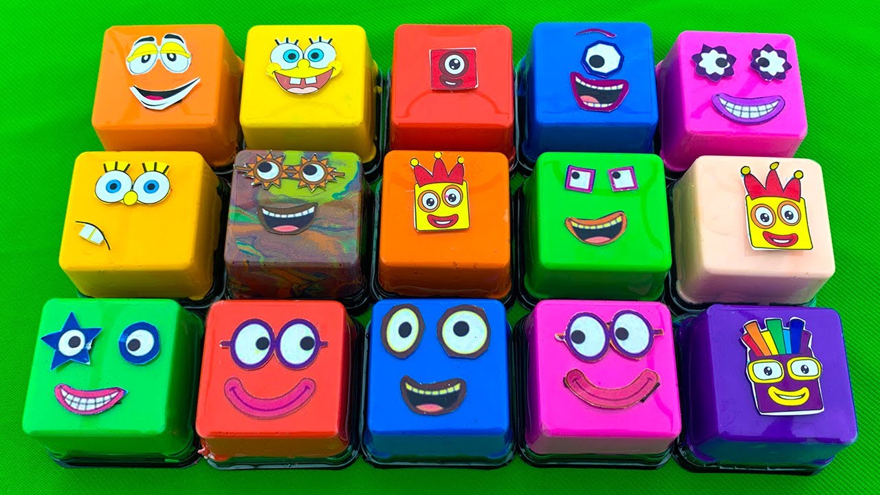 Numberblocks & Spongebob Squarepants - Looking Slime With Mini Square ...