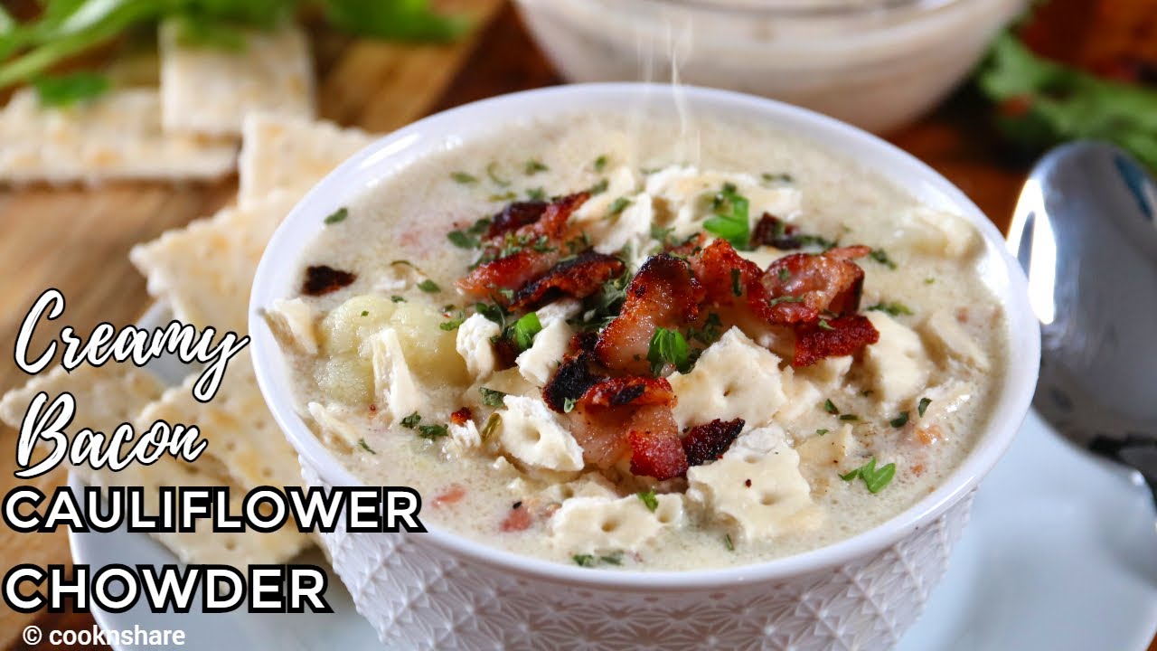 Creamy Cauliflower Chowder Soup with Bacon 🍲 - YouTube
