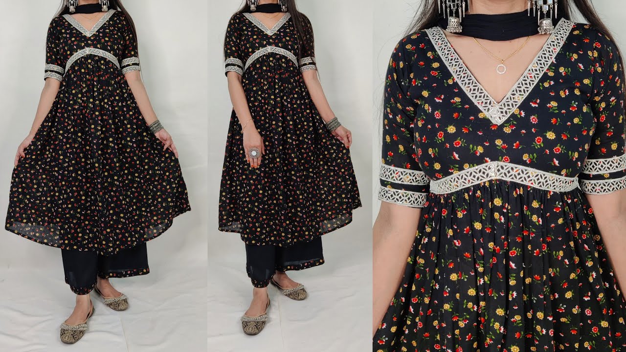 Trendy Aliya cut style kurti cutting and stitching in easy way/Meesho ...