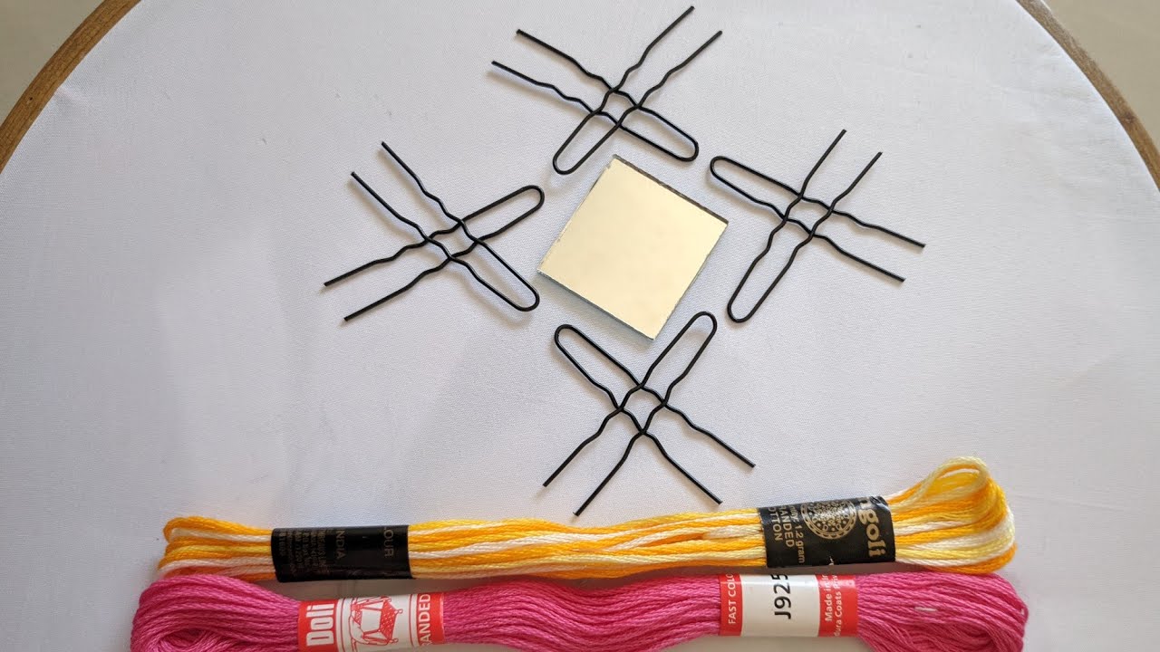Amazing Hand Embroidery mirror work design trick with Hair pin | Very ...