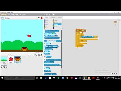 how to make apple Catcher game in Scratch 2 - YouTube