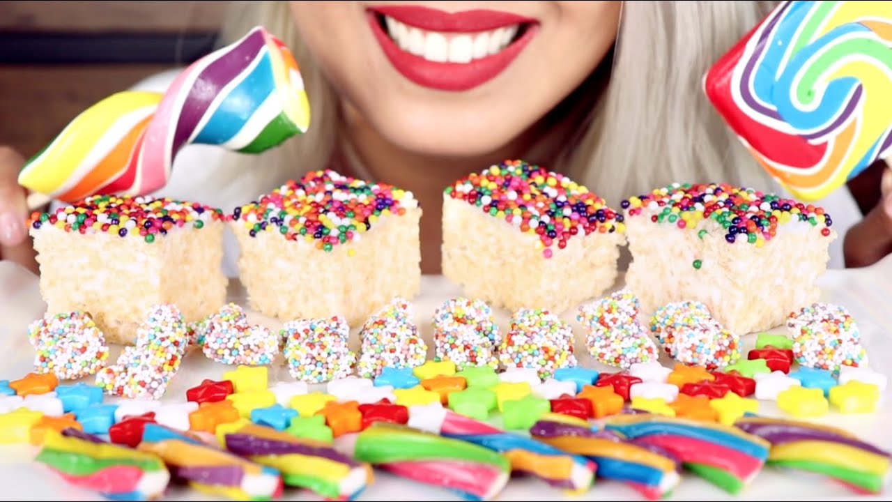 ASMR Eating Rainbow Sweets | Rainbow Treats, Candies, Gummies *No ...