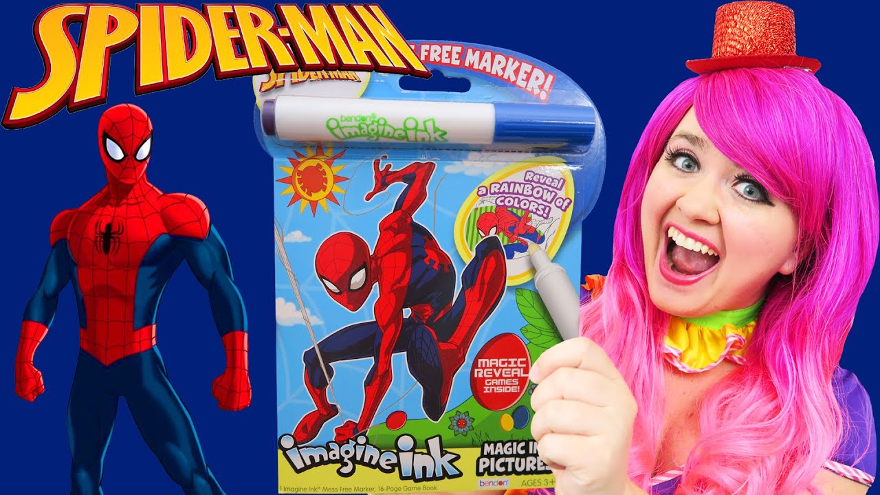 Coloring Spider-Man Magic Reveal Ink Coloring Book | Imagine Ink Marker ...
