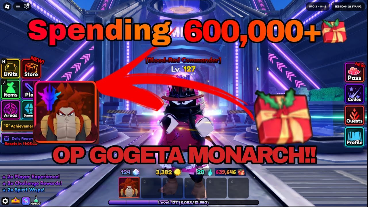 Spending 600,000+ present In Anime Vanguard EASY *Gogeta* Monarch ...