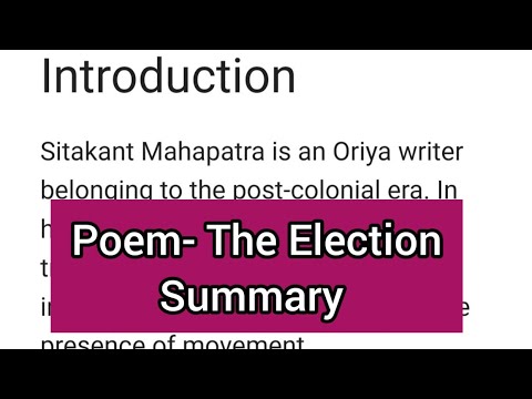 Summary of poem The Election By Sitakant Mahapatra/the election summary ...