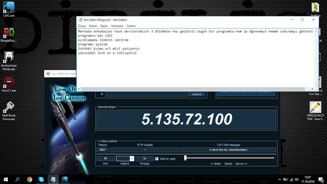 DHT Hack Dersleri 2 LOIC ile Ddos saldırısı - YouTube