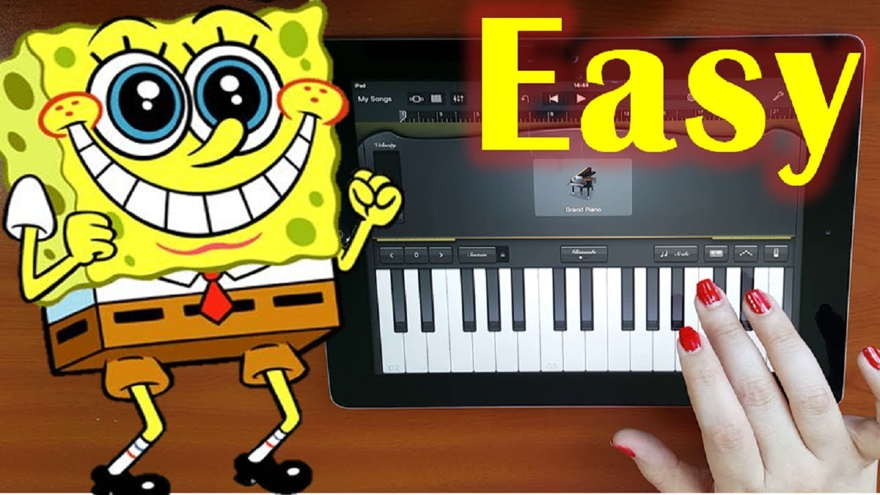 Spongebob Theme Song Easy Piano Tutorial Youtube
