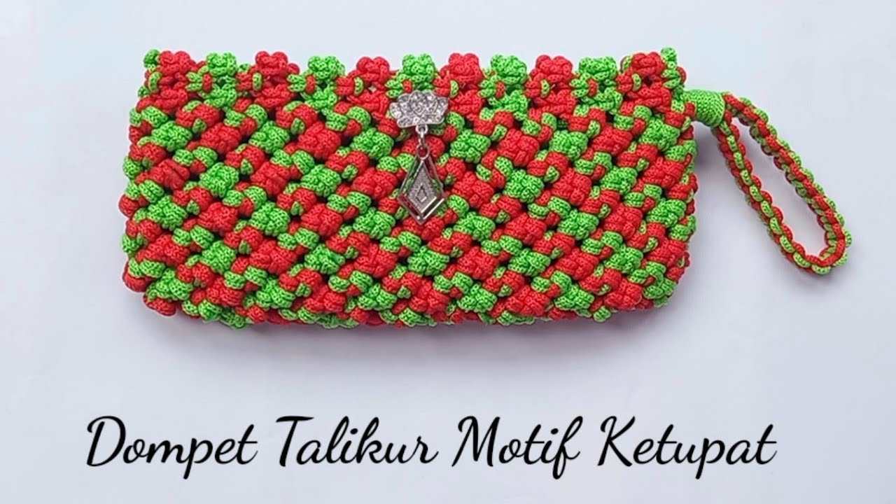 Diy macrame motif ketupat | Dompet tali kur Motif ketupat - YouTube