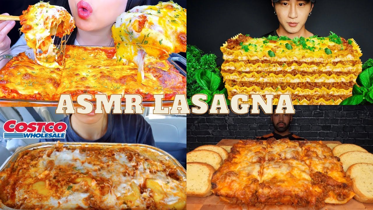 ASMR Cheesy Lasagna Eating Mukbang Compilation - YouTube