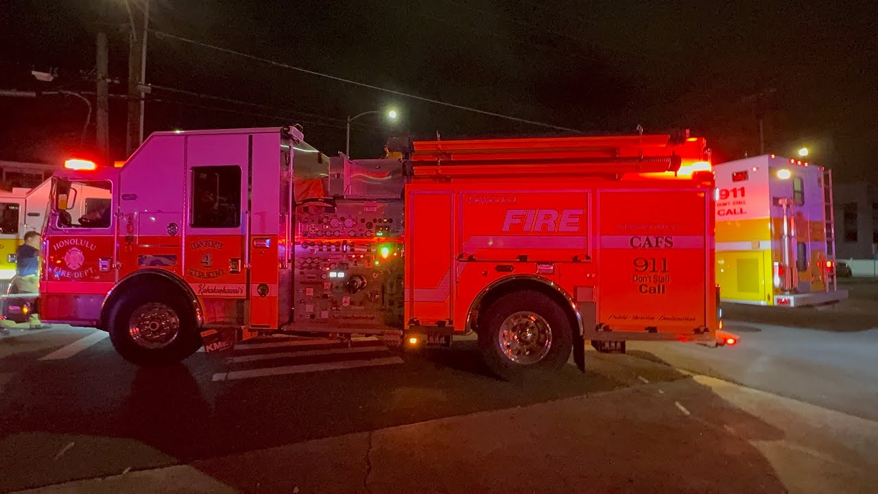 Honolulu Fire Department battalion chief 1 reserve move back / engine 4 ...