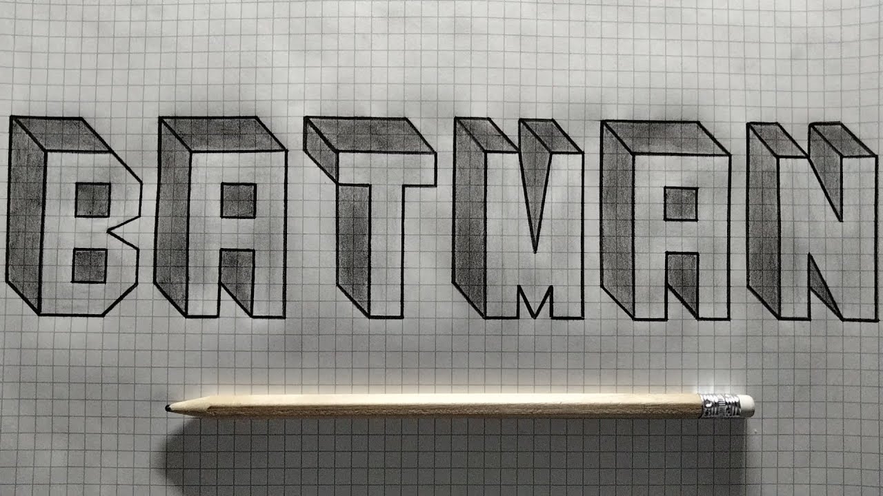 3d drawing BATMAN - how to draw HAWAII? 3D Letters B,A,T,M,A,N. speed ...