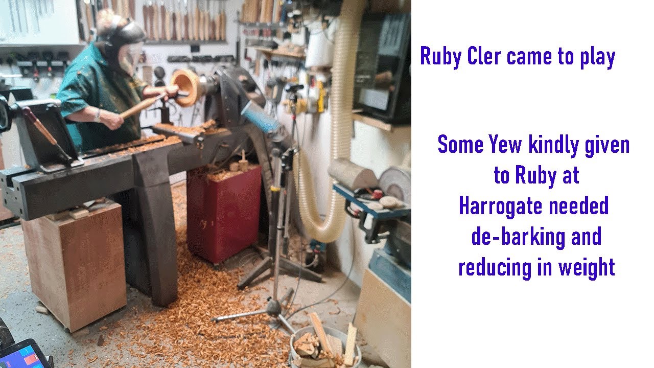 Ruby Cler rough turning some English Yew - YouTube