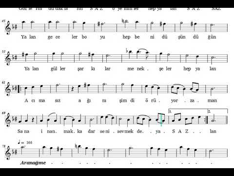 Yaşamak Yalan Belki - Nota Eşliğinde Karaoke (Ahenk: Kız Neyi - 4 Ses - B)