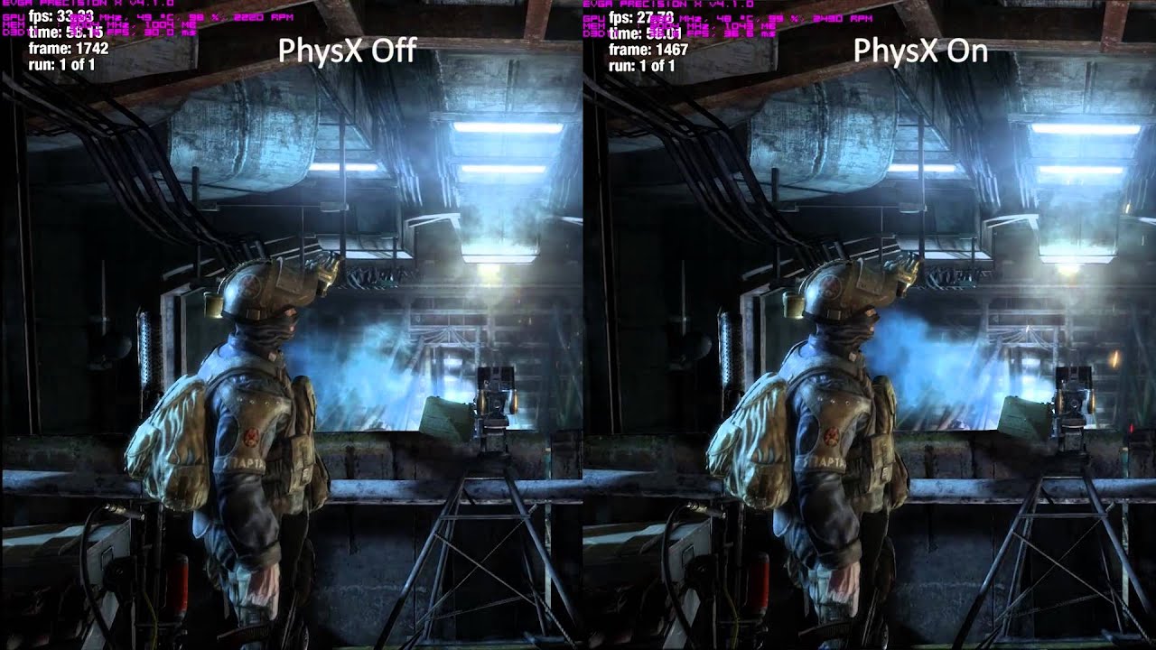 Metro Last Light Advanced PhysX Comparison - YouTube