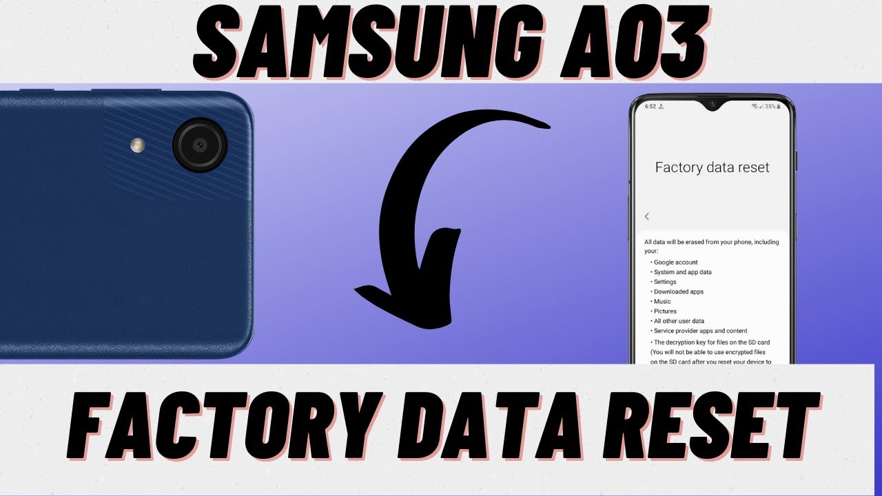 Samsung Galaxy Factory Data Reset A03,A03 core | Hard reset - YouTube