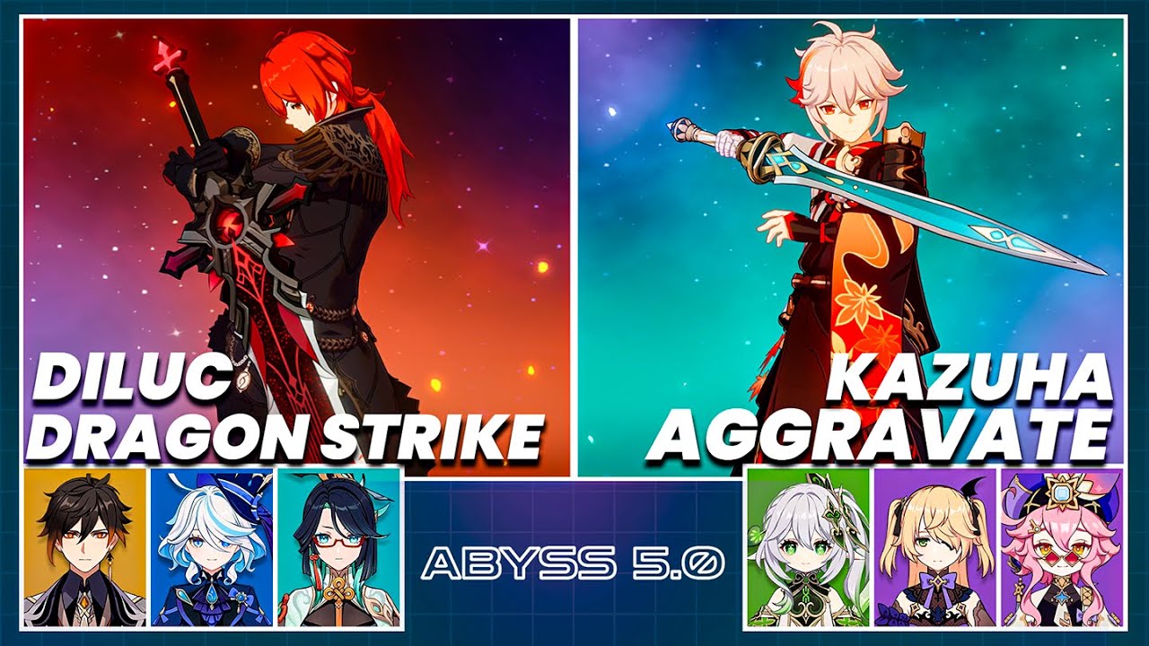 C5 Diluc Dragon Strike & C0 Kazuha Aggravate - Spiral Abyss 5.0 - Floor ...
