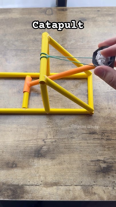 DIY CATAPULT PAPER CRAFT ORIGAMI WORLD TUTORIAL | HOW TO MAKE CATAPULT FROM PAPER EASY ORIGAMI ...