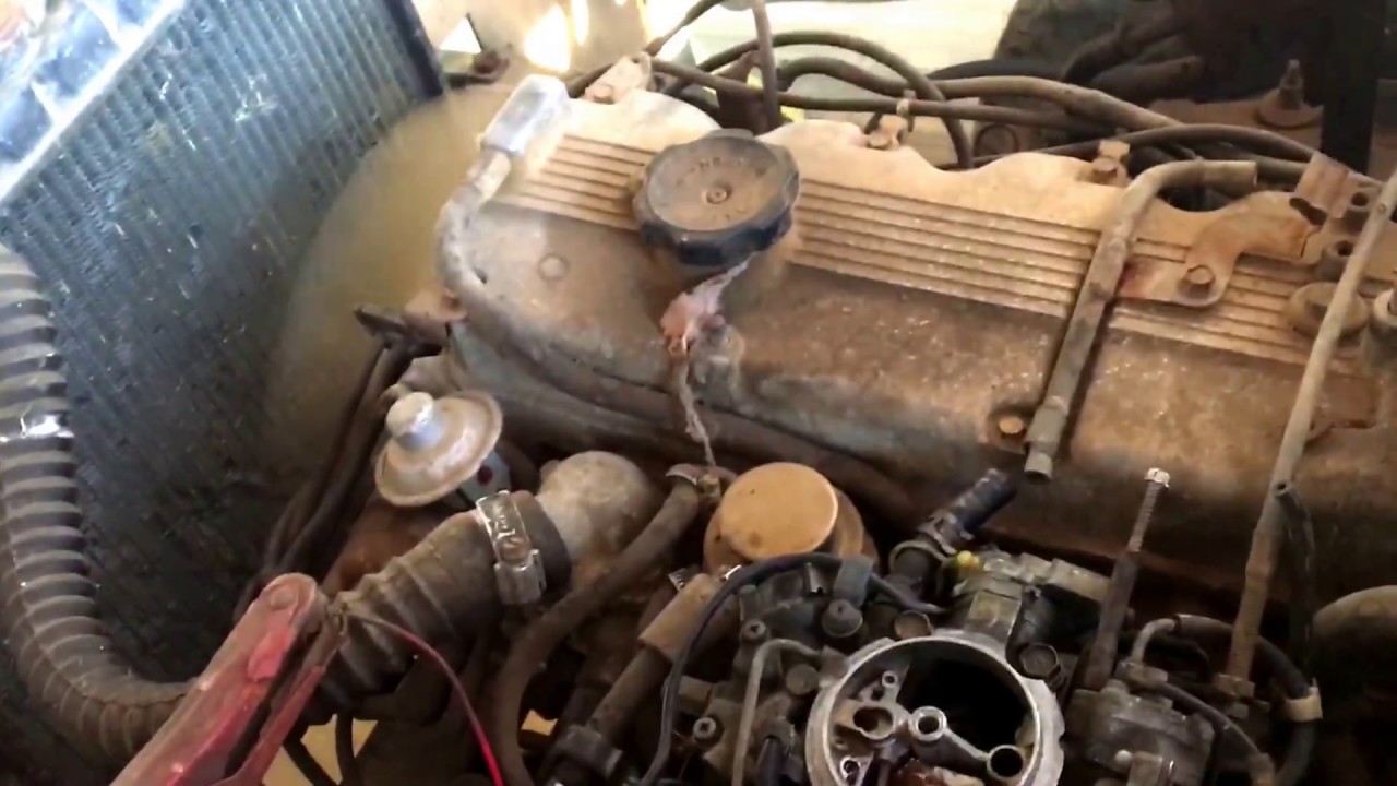 86 Dodge D50 2.6L first run in years - YouTube