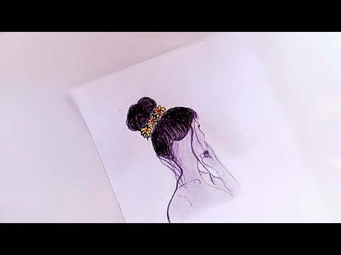 Girl with bun drawing easy / Girl with bun side view / Complete ...