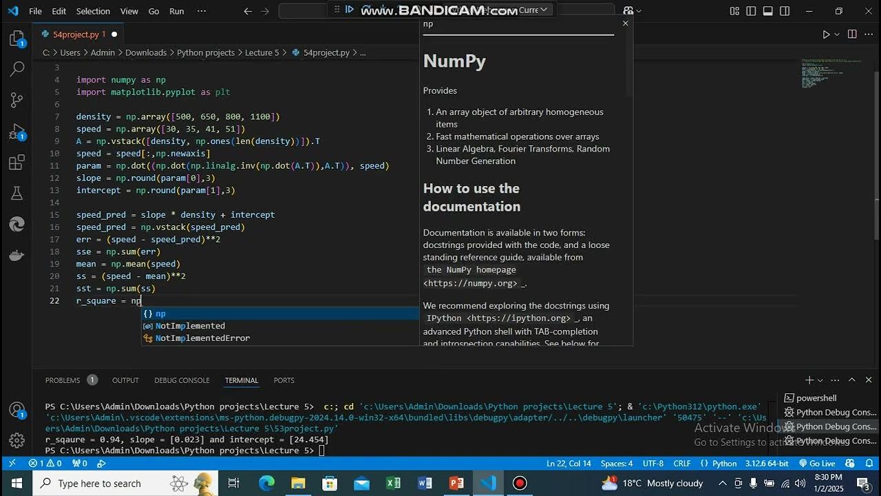 5 4 Program to develop a linear model of traffic density vs speed using ...
