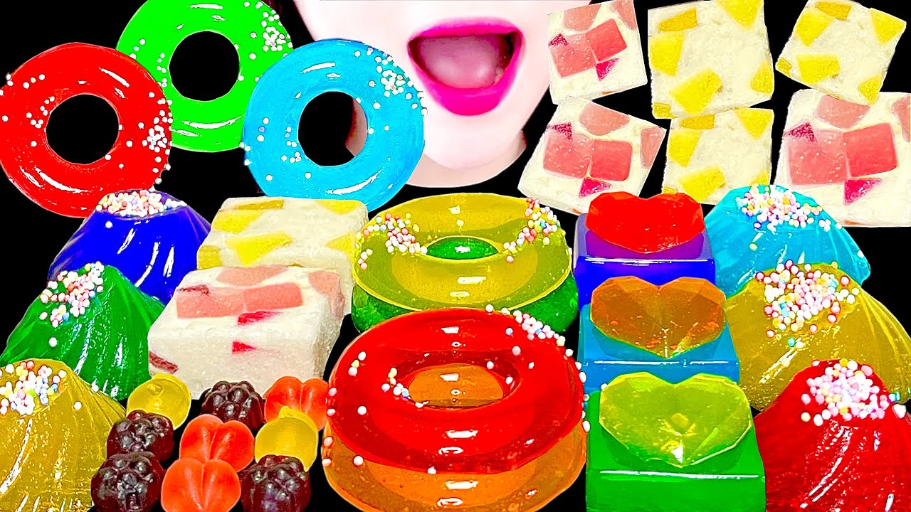 Asmr Rainbow Jelly Party Eating Sounds Mukbang 무지개 젤리 먹방 Youtube