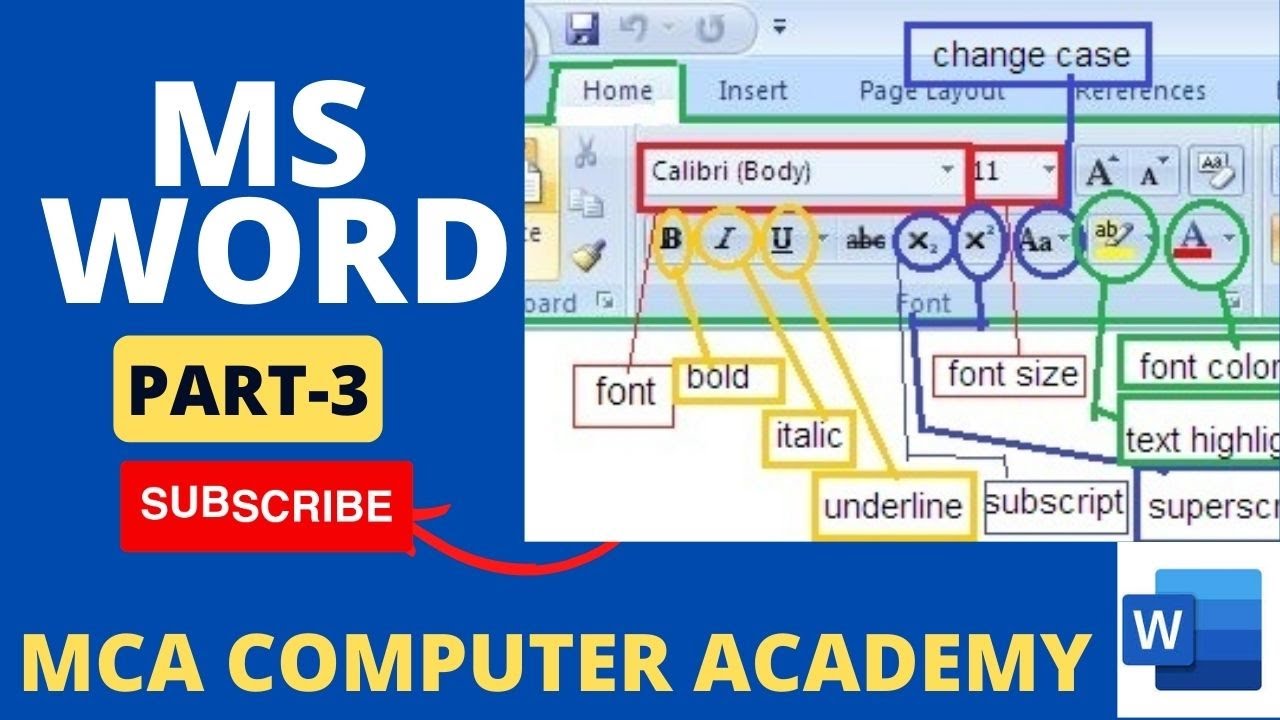 Microsoft Word Tutorial Part-3 | Mca Computer Academy | - YouTube