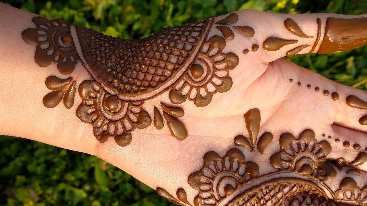 Simple and Easy Mehndi design for hand || Net+Floral Mehndi design ...