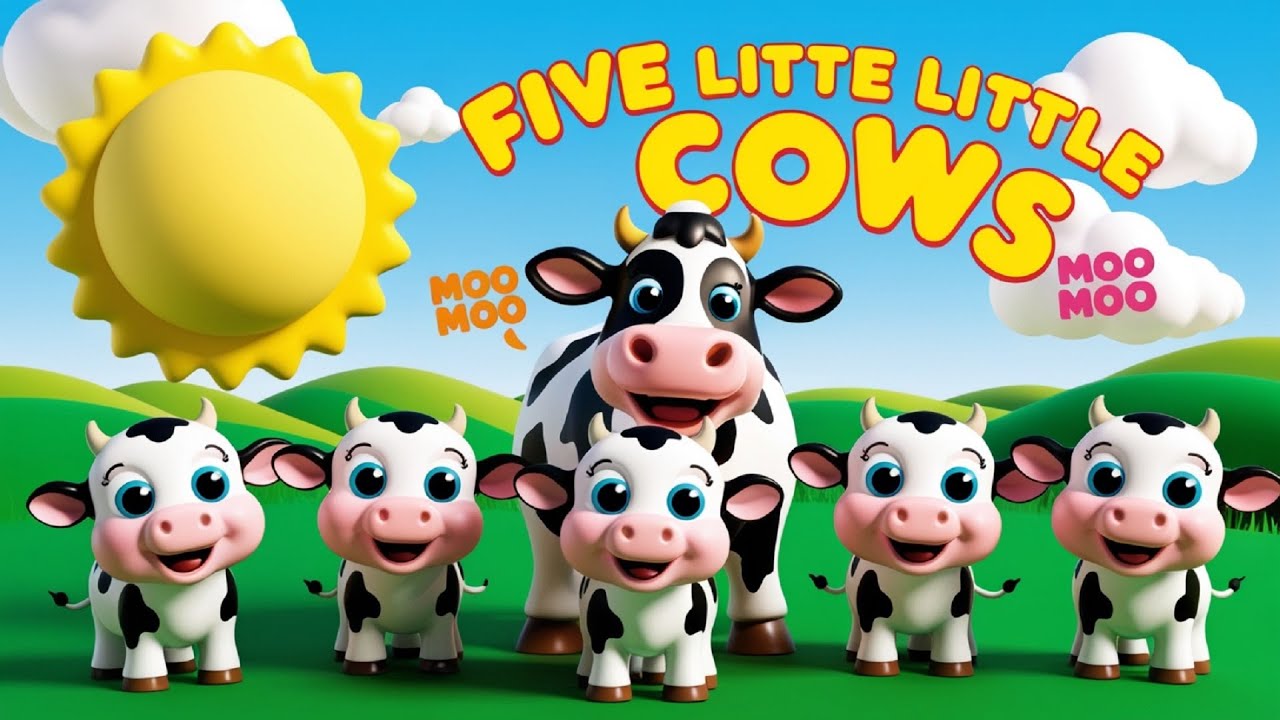 Five Little Cows – Fun 3D Animated Nursery Rhyme for Kids | Moo Moo ...