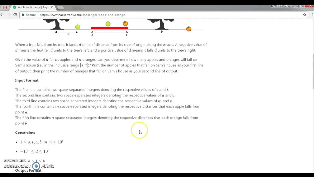 Hackerrank Solution - Apple and Orange Algorithms - Java version - YouTube